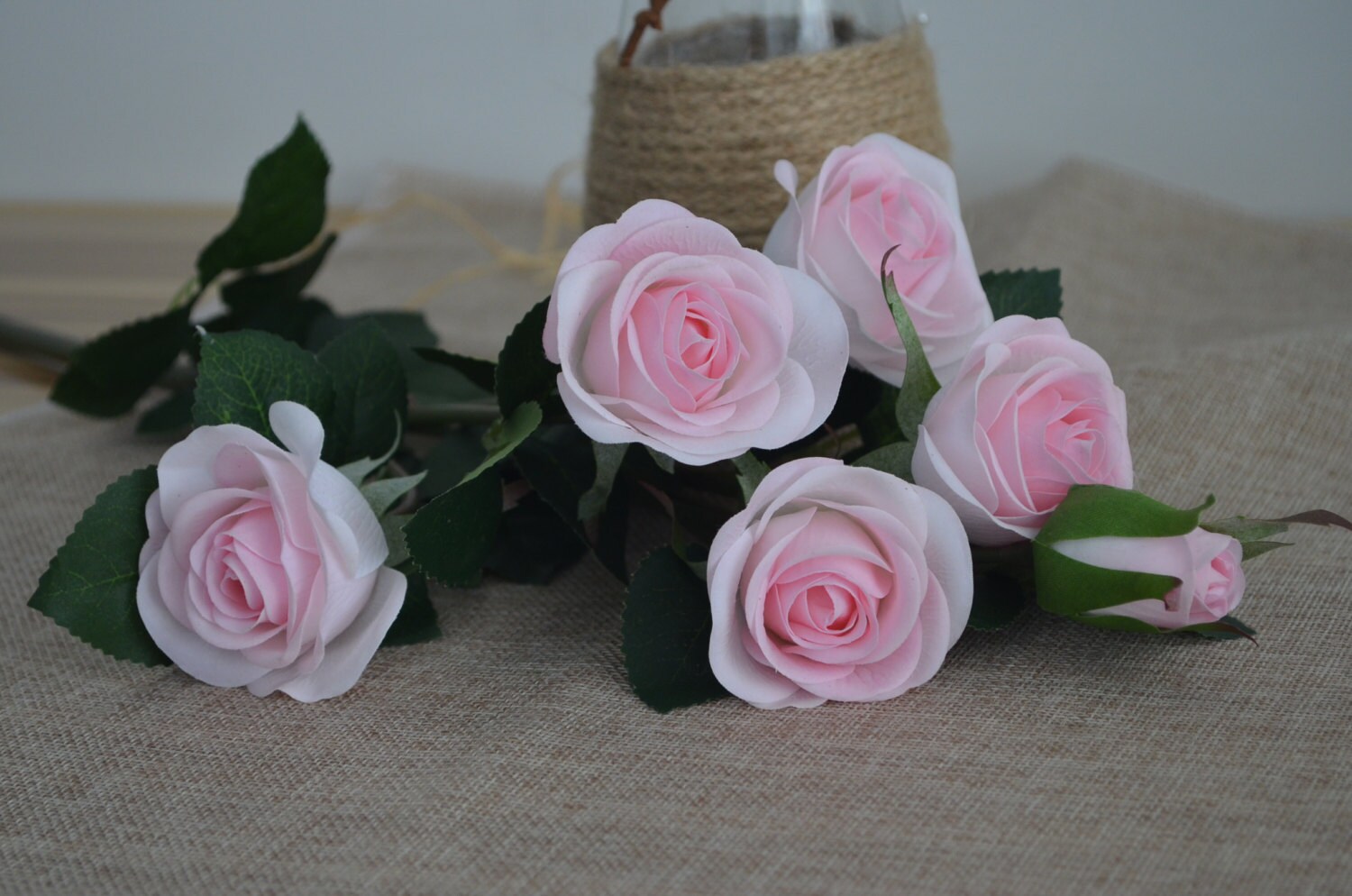 Real Touch Silk Roses Spray Ivory Blush Pink Champagne Roses - Etsy