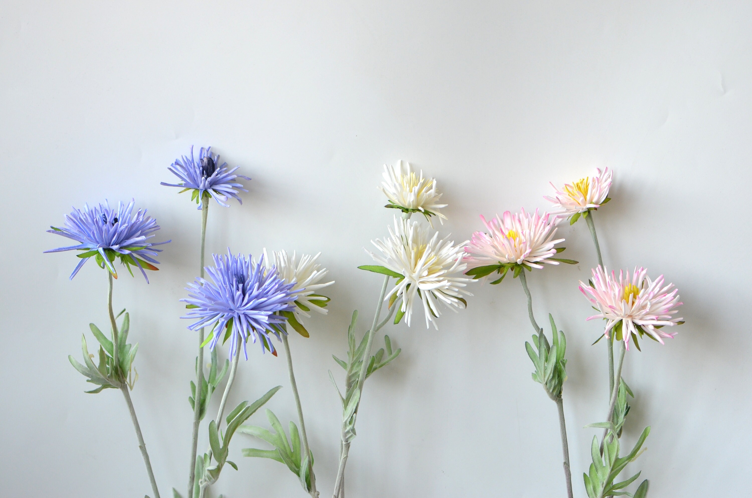 Artificial Mums, Blue Mums, Silk White Mums, Dahlia Pink, DIY Bouquets ...