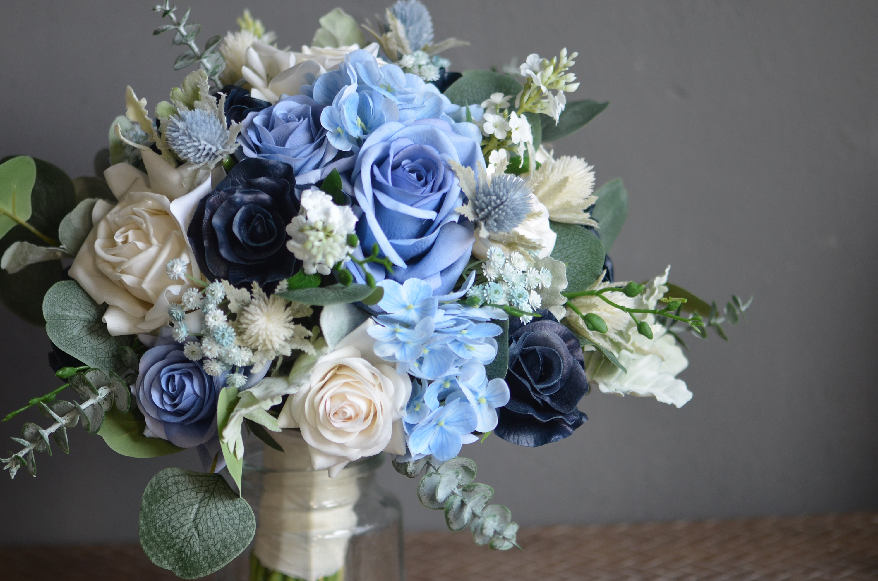Blue Roses Bouquet Wedding
