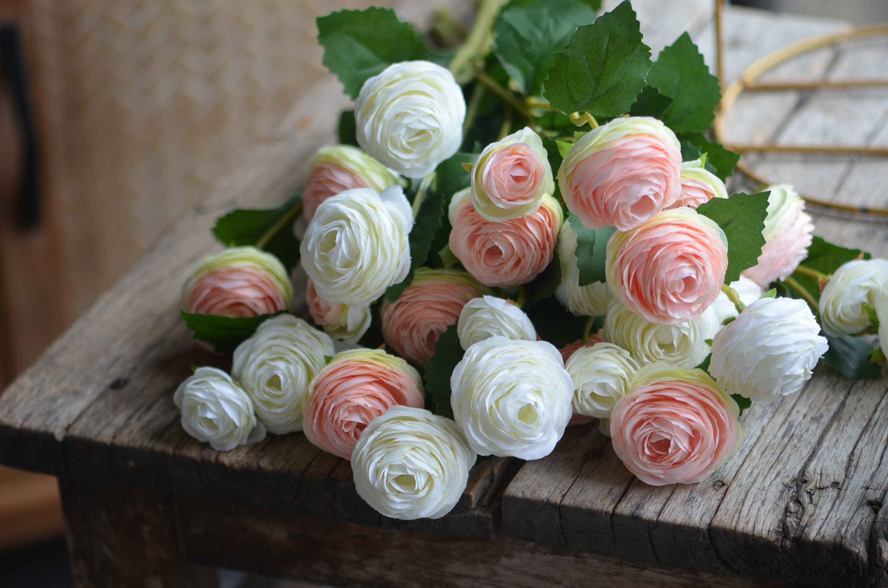 Small White Ranunculus Soft Peach Ranunculus Fake Artificial - Etsy