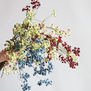 29" Faux Cranberry Branch, Decorative Cranberry Stem, Minimalist Style ...