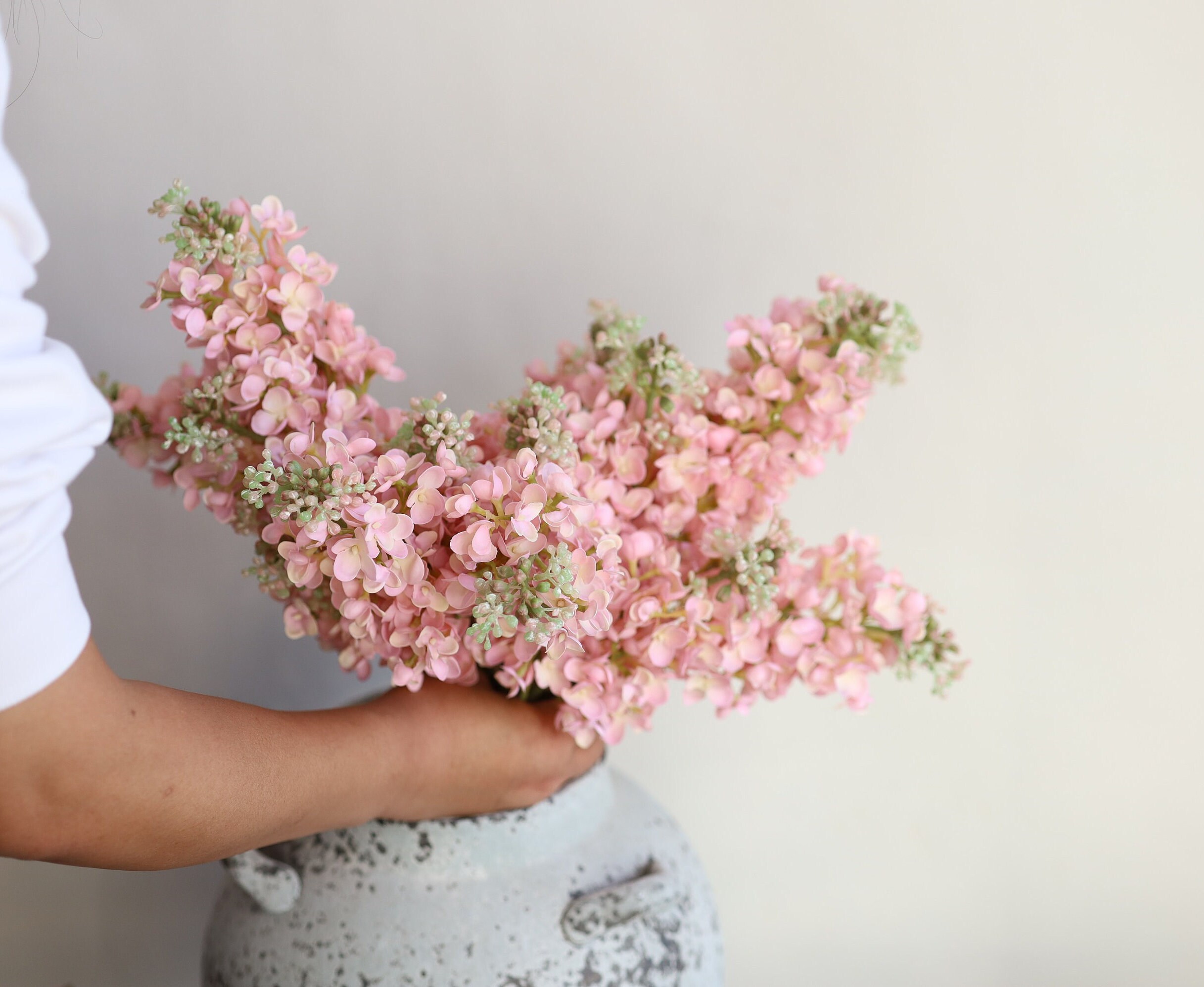 24.8" Real Touch Faux Blush Pink Lilacs Branch, Artificial Lilacs ...