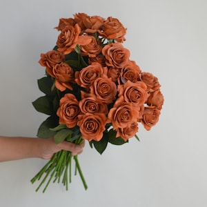Burnt Orange Real Touch Silk Roses, DIY Florals | Wedding/home/kitchen ...