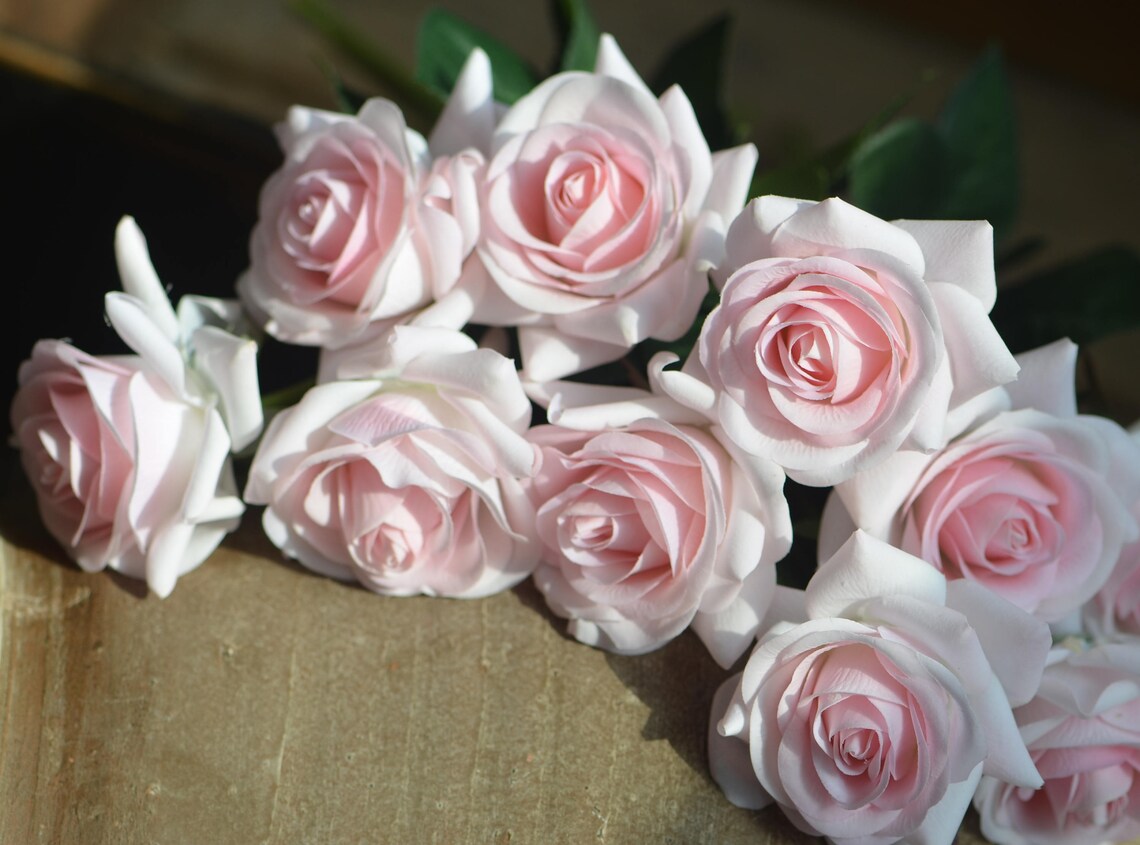 Real Touch Silk Roses Pale Baby Pink Roses DIY Wedding Flowers - Etsy
