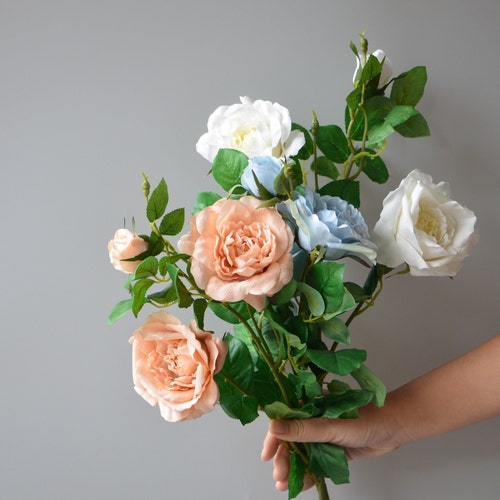 17 Dusty Blue Real Touch Faux Roses DIY Florals Supply - Etsy