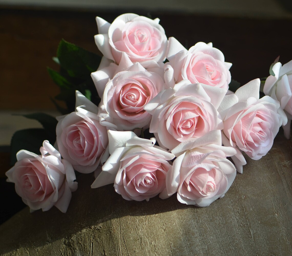 Real Touch Silk Roses Pale Baby Pink Roses DIY Wedding Flowers - Etsy