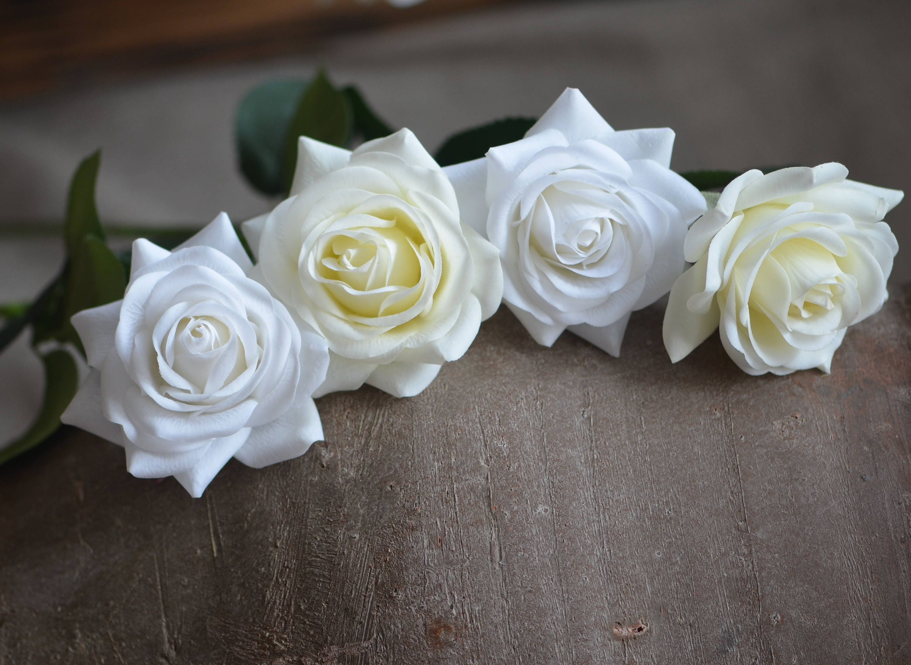 Ivory White Roses Real Touch Flowers Silk Roses DIY Wedding | Etsy