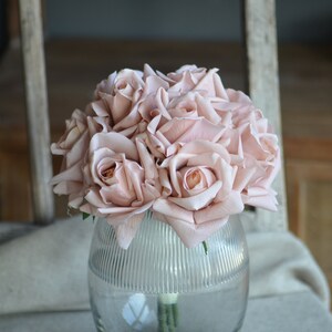 Beige Blush Pink Real Touch Rose Bundle, Faux Rose Bouquet, Artificial ...