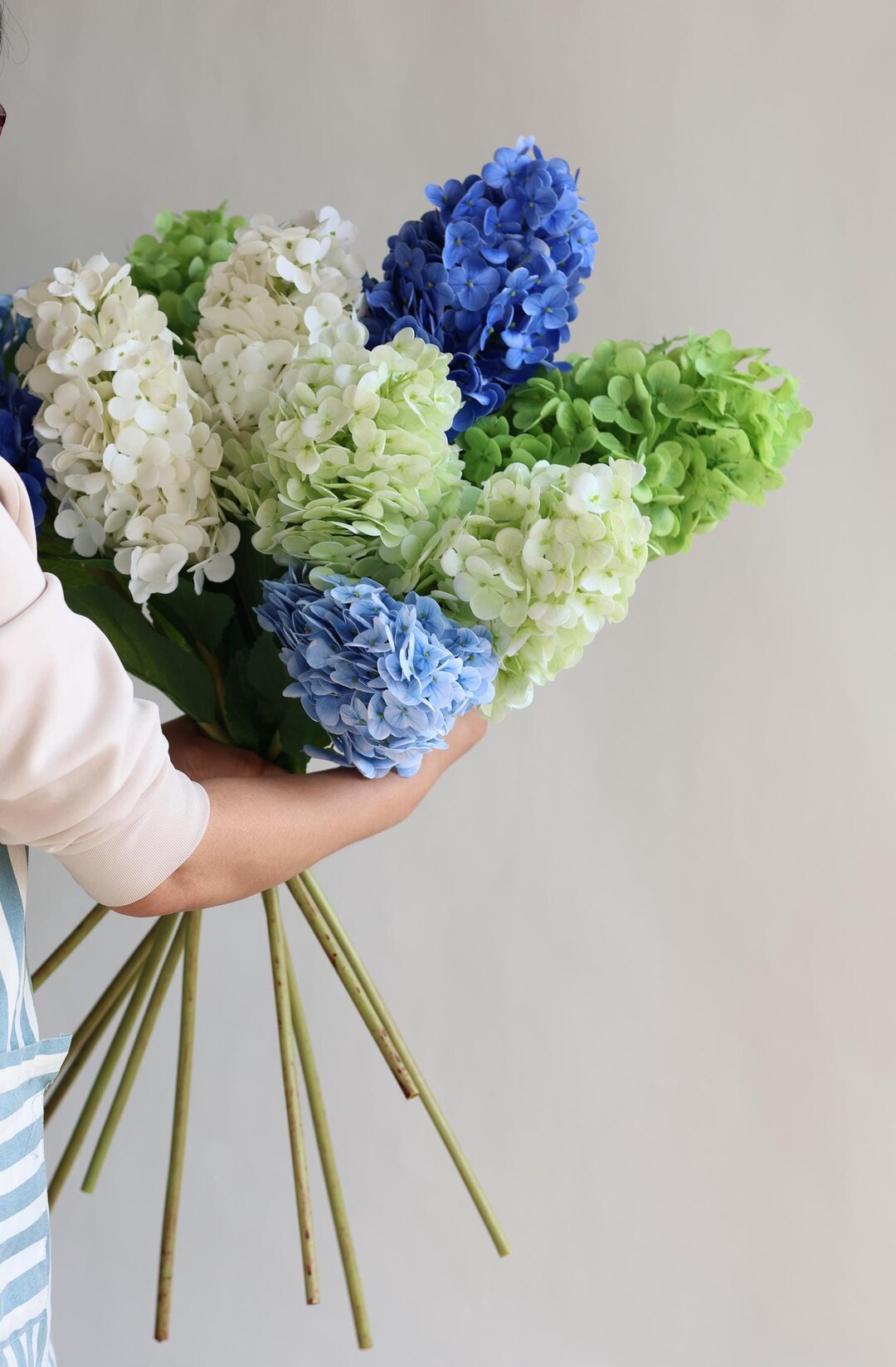 29" Faux Cone Hydrangea Real Touch Flowers Stem, Luxury Realistic ...