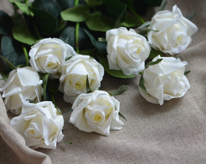 Real Touch Light Blush Roses Buds Silk Roses DIY Wedding - Etsy