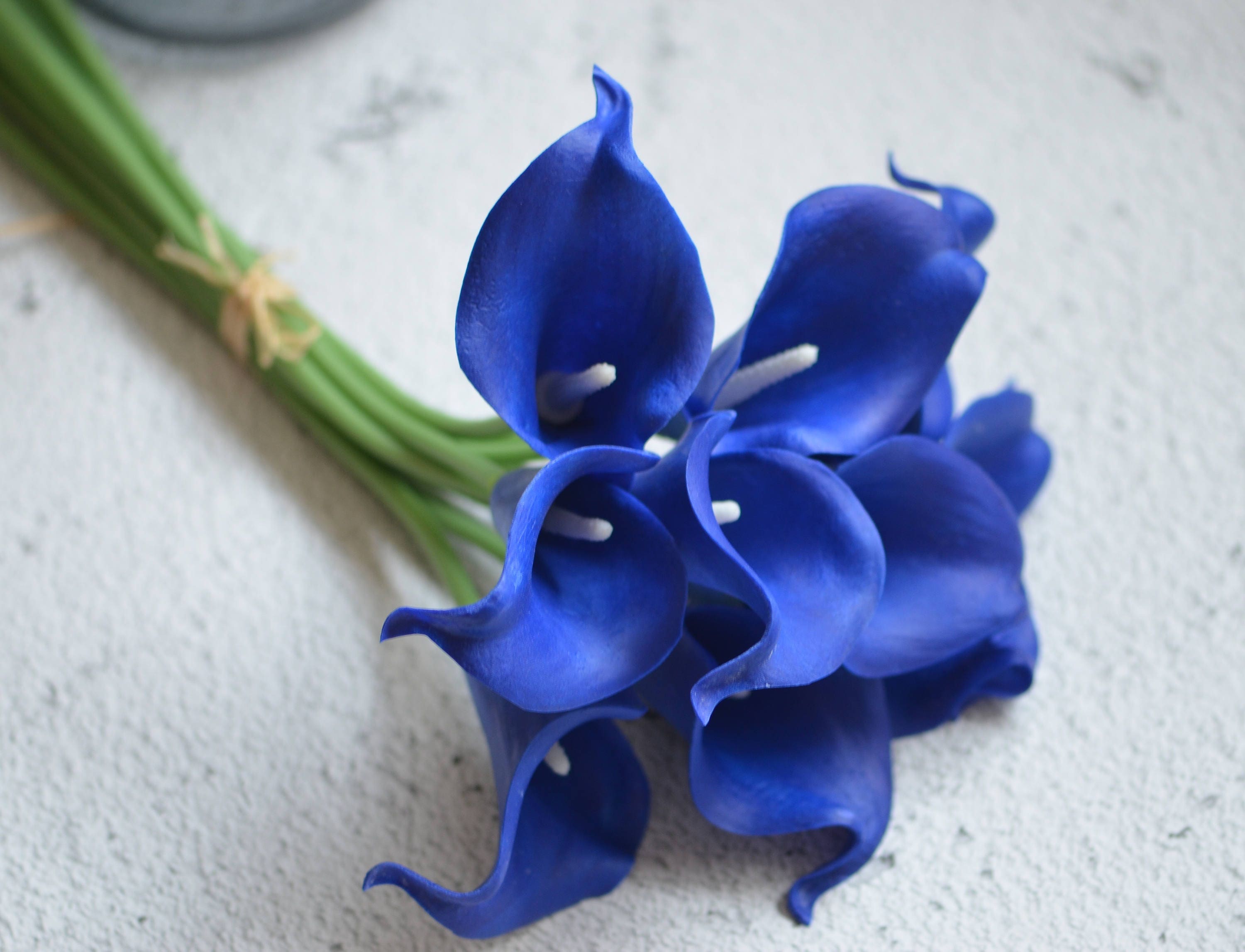 10 Dark Royal Blue Calla Lilies Real Touch Flowers DIY Silk | Etsy