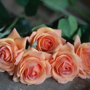 Orange Real Touch Silk Roses DIY Wedding Bouquets Silk Bridal Bouquets ...
