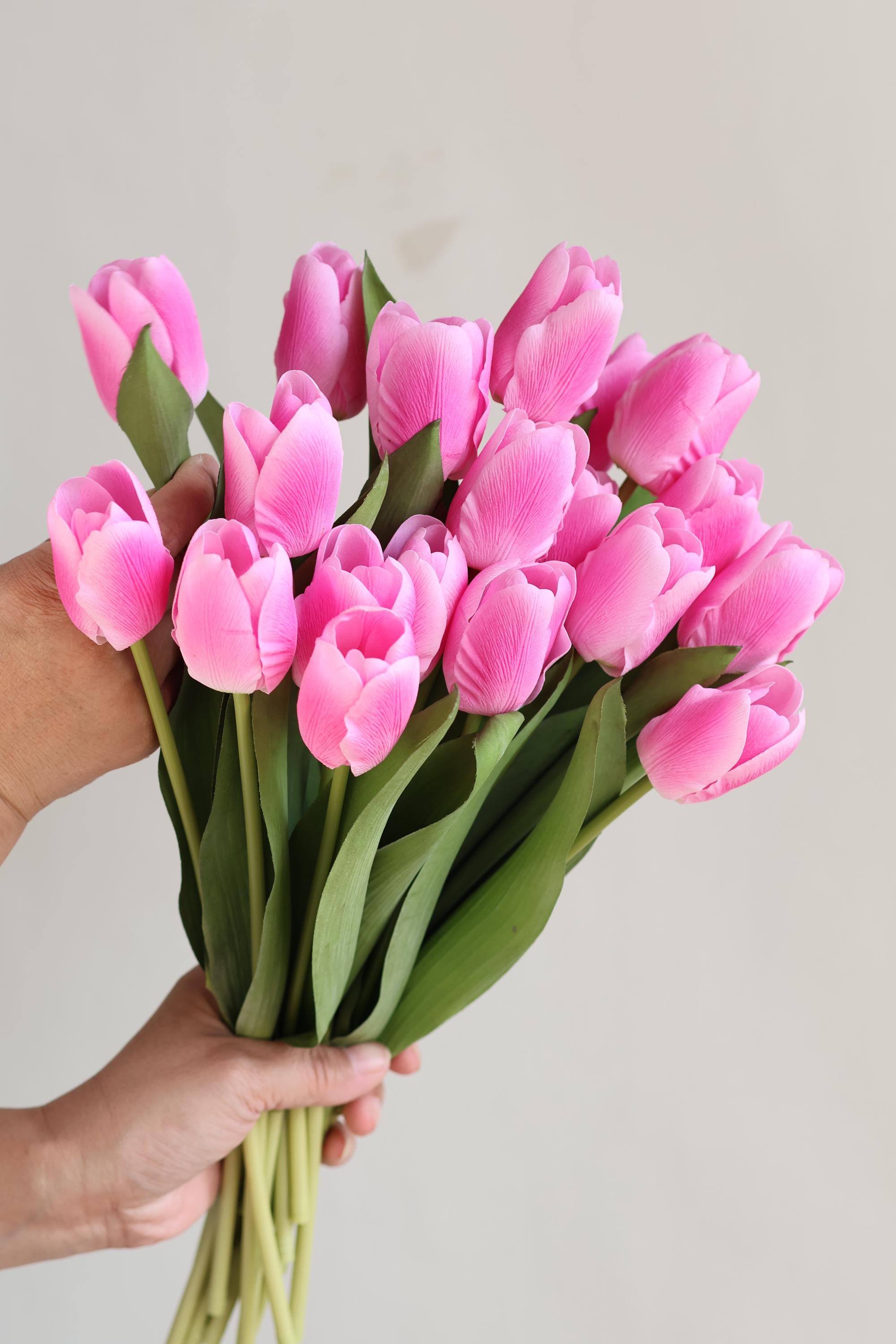 Fake Hot Pink Real Touch Tulip - 14", Artificial Spring Flowers, Spring ...