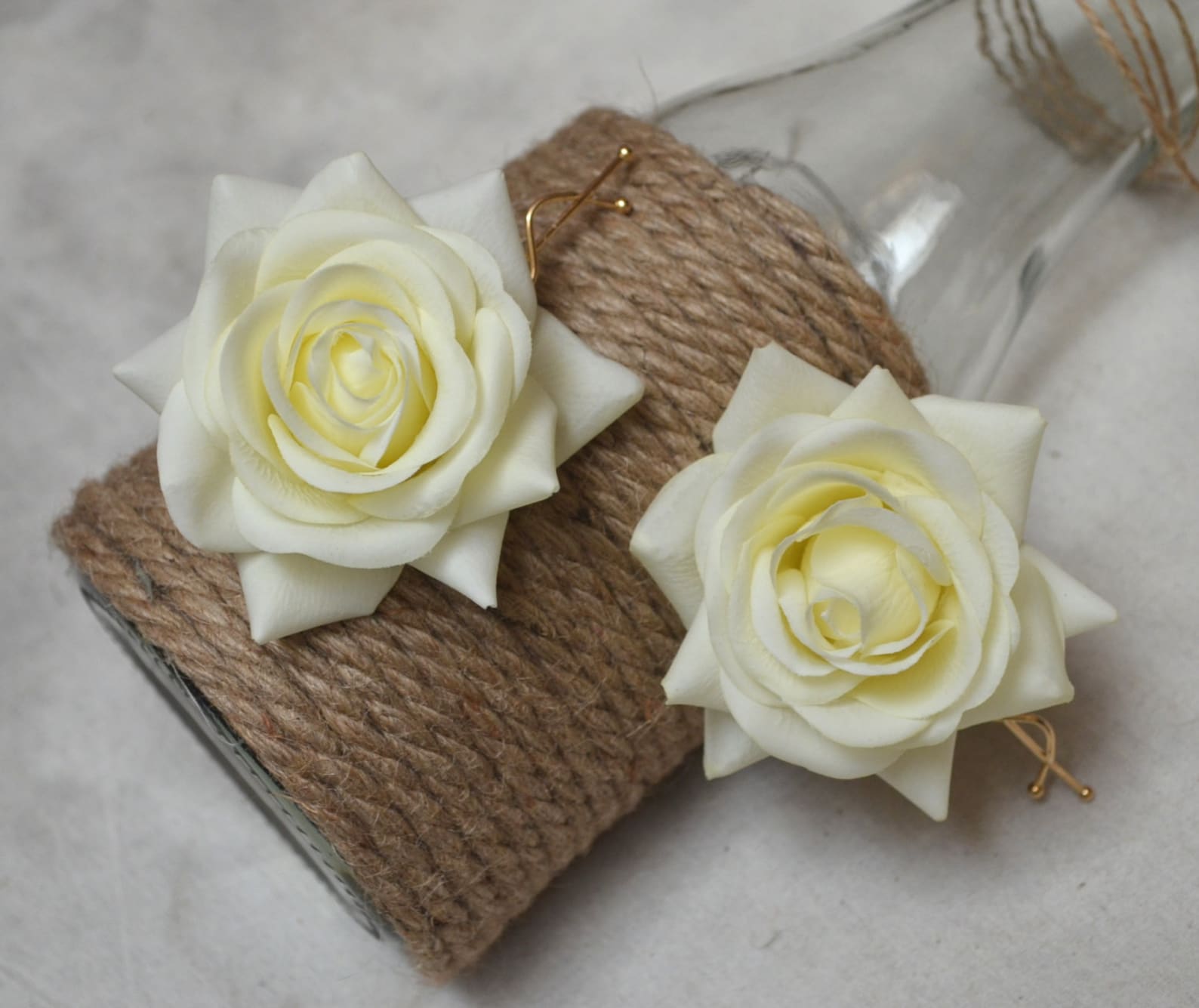 A Pair Wedding Flower Hair Clips-real Touch Cream White Rose - Etsy