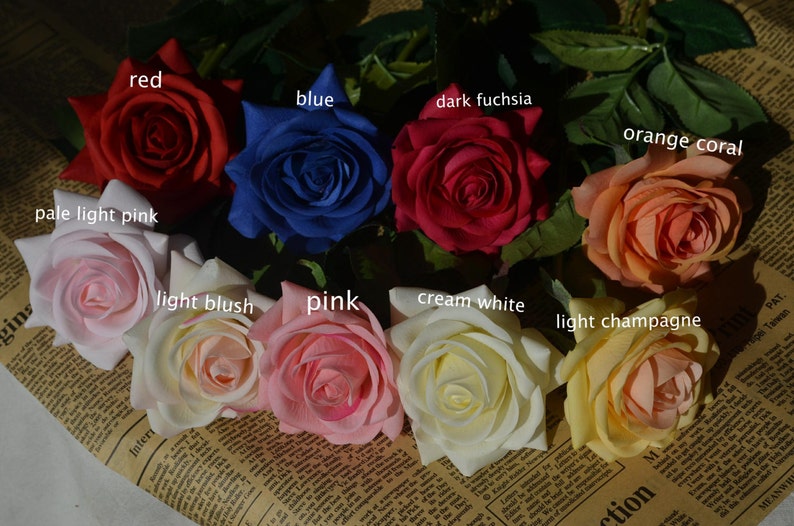 Real Touch Roses Red Cream Blue Blush Champagne Silk Roses DIY - Etsy