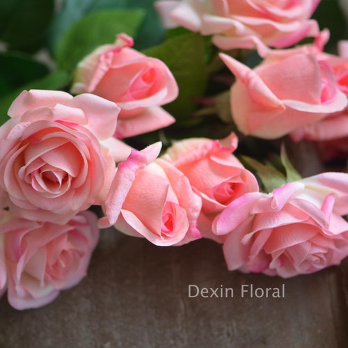 Real Touch Light Blush Roses Buds Silk Roses DIY Wedding - Etsy Canada