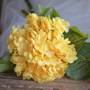 20" Real Touch Huge Yellow Hydrangea Stem, Luxry Realistic Artificial ...