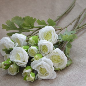 Cream White Ranunculus, Real Touch Silk Ranunculus DIY Wedding Flowers ...