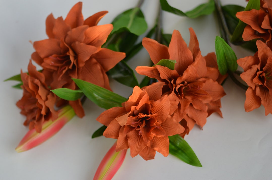 Burnt Orange Garden Lily, Real Touch Rust Lily, Artificial Fall ...