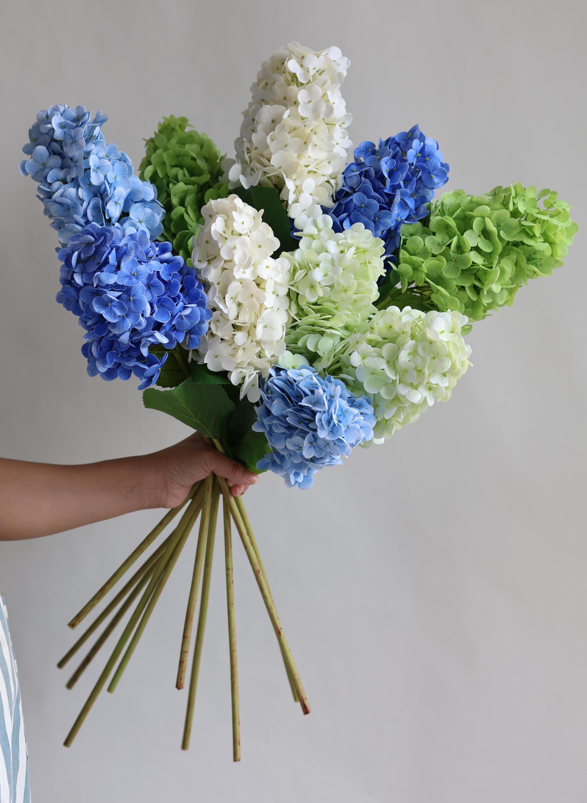 29" Faux Cone Hydrangea Real Touch Flowers Stem, Luxury Realistic ...