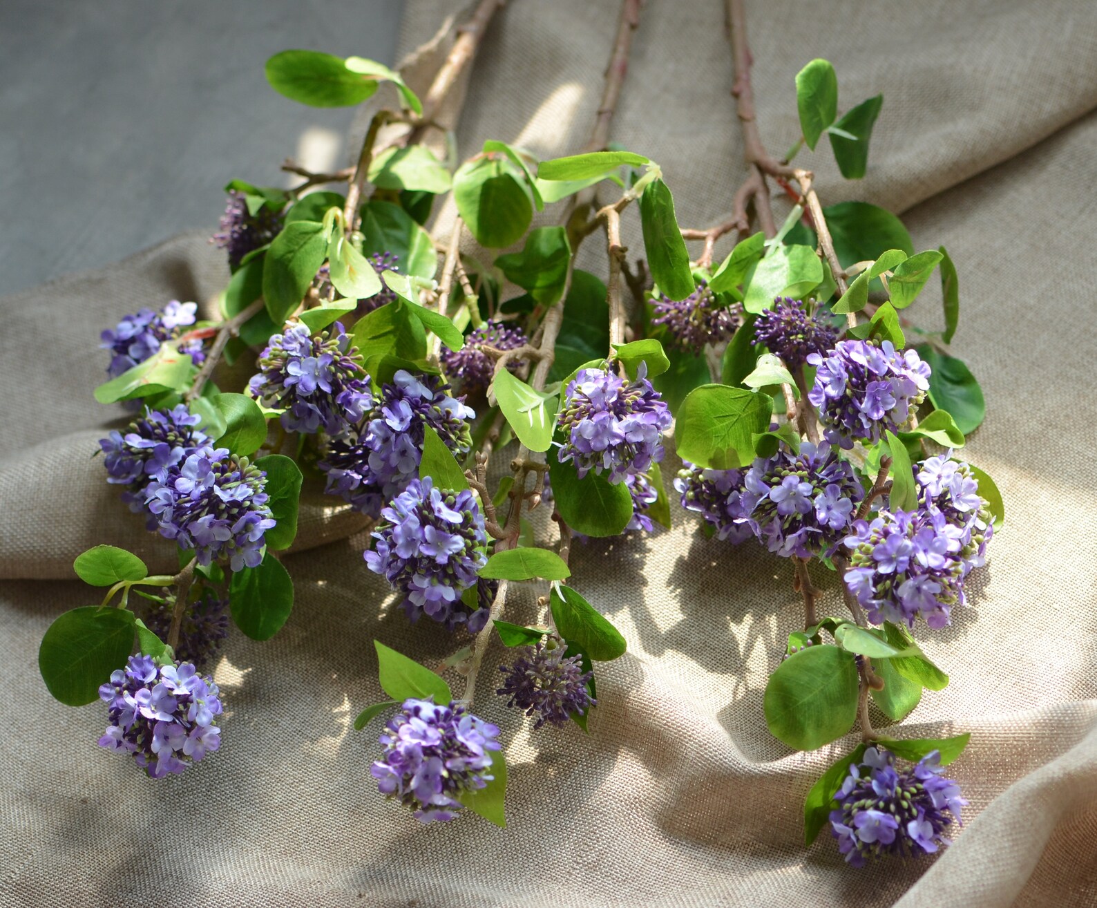 Purple Ball Flowers Silk Small Ball Flowers Floral Arrangement | Etsy
