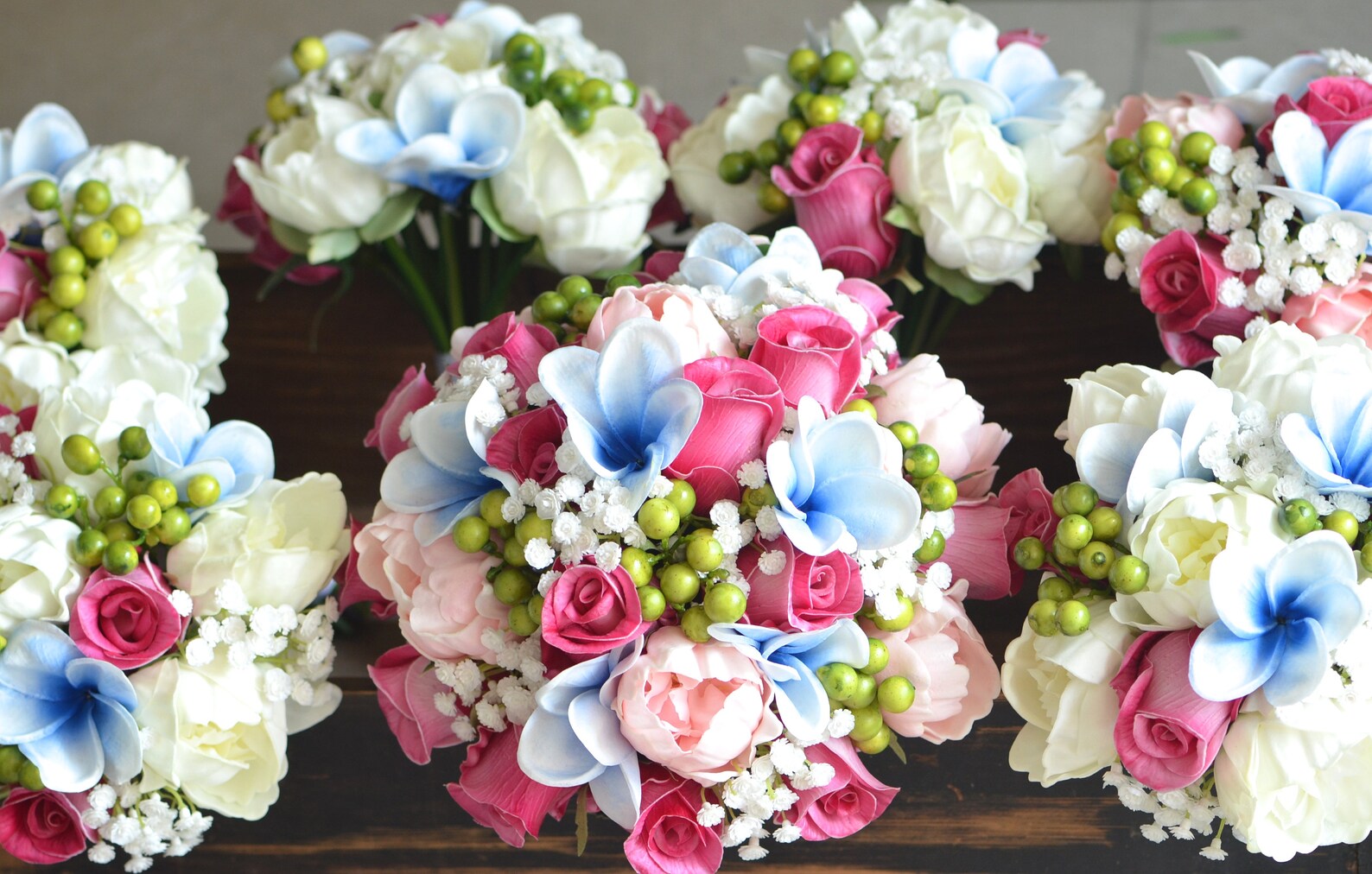 Fuchsia Pink Roses Peonies Wedding Package Real Touch Flowers - Etsy