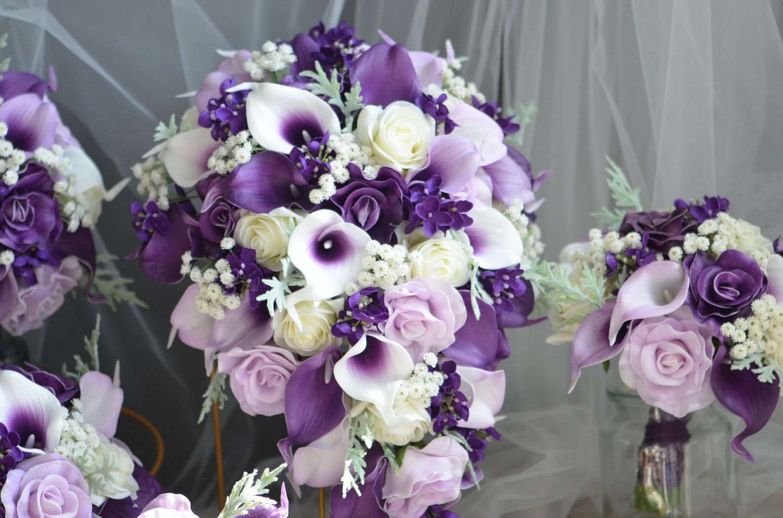 Purple Bridal Bouquet Plum Lilac Lavender Real Touch Roses - Etsy