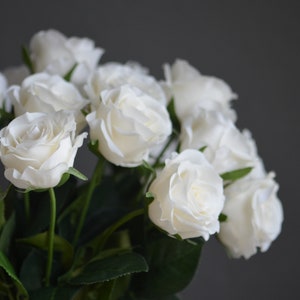 17" Morandi White Real Touch Faux Roses, Aritificial Flowers, Special ...