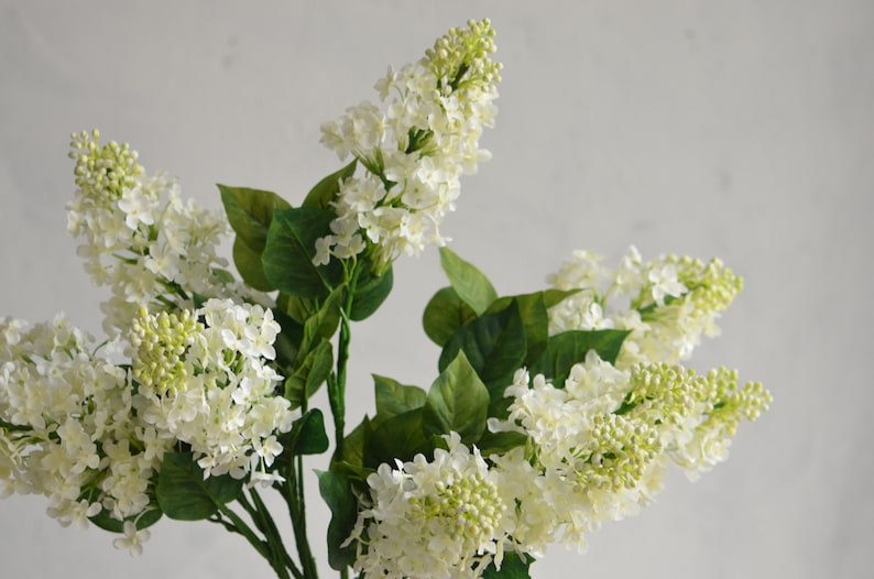 24.4" Faux Lilac Flower Branch-cream White, High-quality Artificial ...