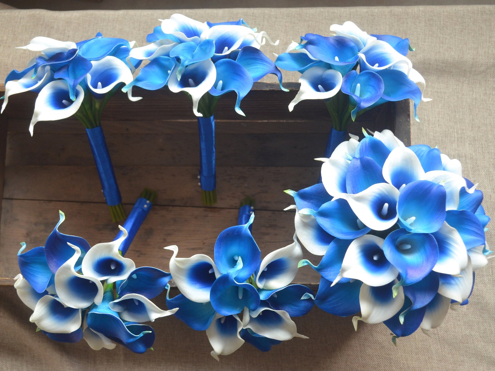 Royal Blue Calla Lily Bouquets Wedding Package Real Touch - Etsy