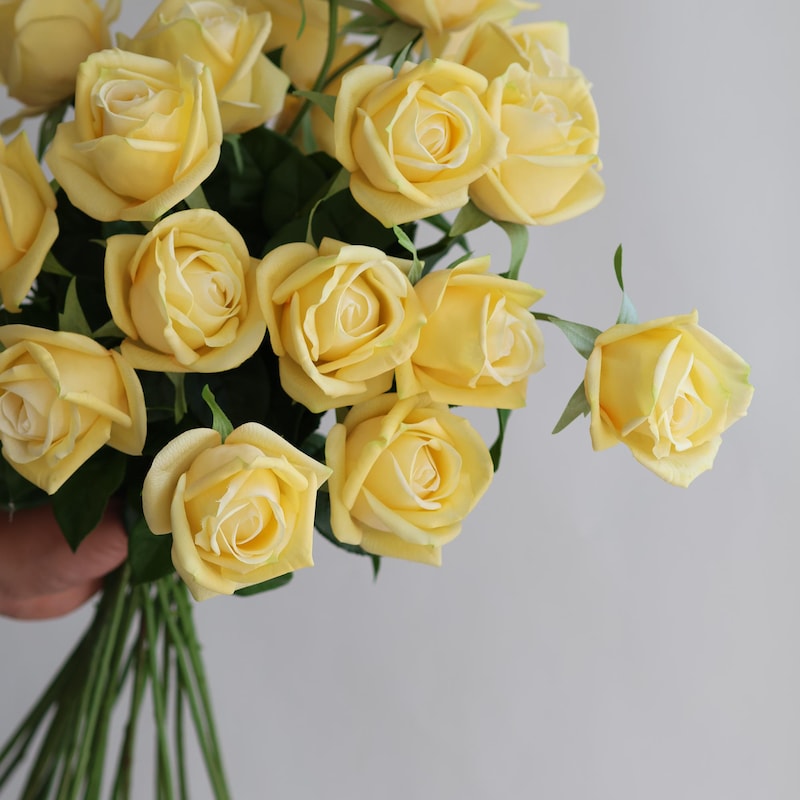 Lemon Artificial Roses - Etsy UK