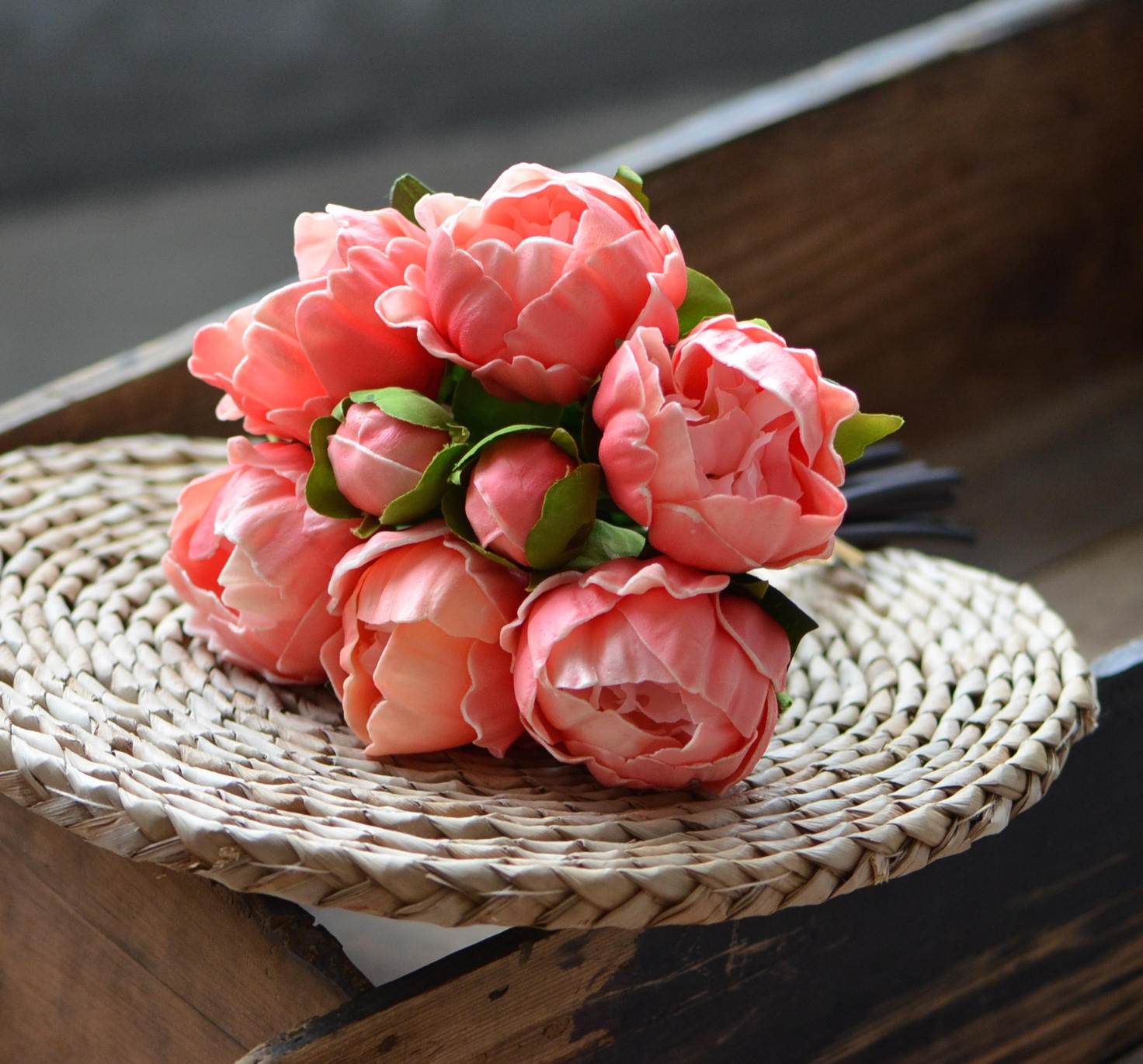 Coral Peonies Real Touch Flowers PU Peonies Bunch DIY Silk - Etsy