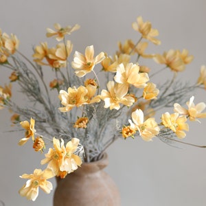 23.5" Fake Cosmos Wildflowers Branch in Soft Yellow & Champagne, Spring ...