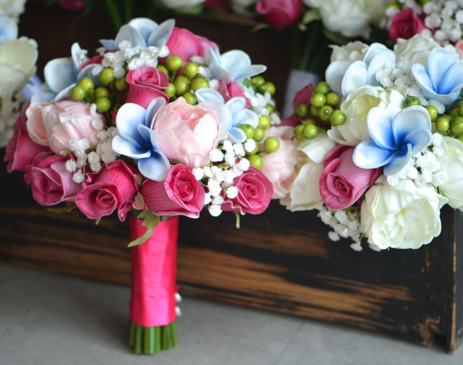 Fuchsia Pink Roses Peonies Wedding Package Real Touch Flowers - Etsy