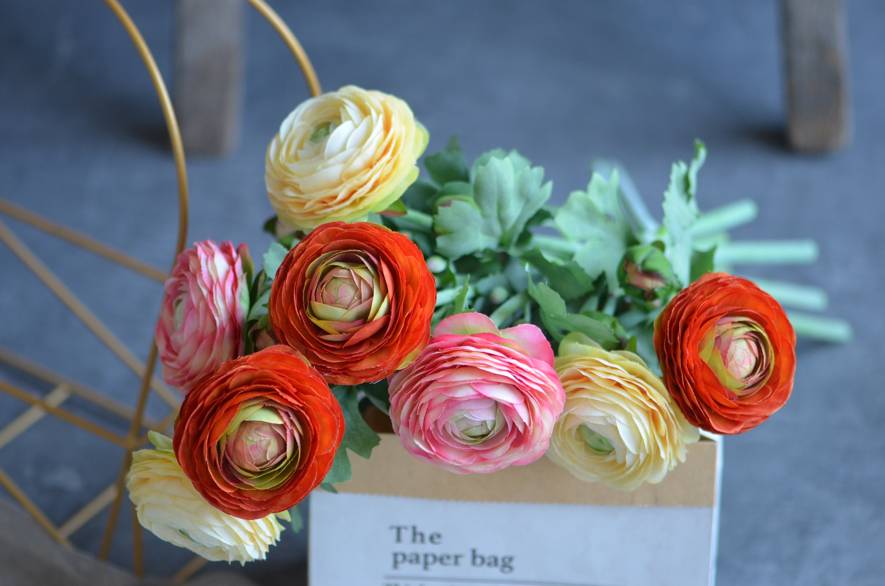 19 Artificial Ranunculus Soft Ranunculus Orange Pink - Etsy
