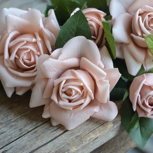 Tan Beige Real Touch Roses, Artificial Vintage Special Roses in Dusty ...