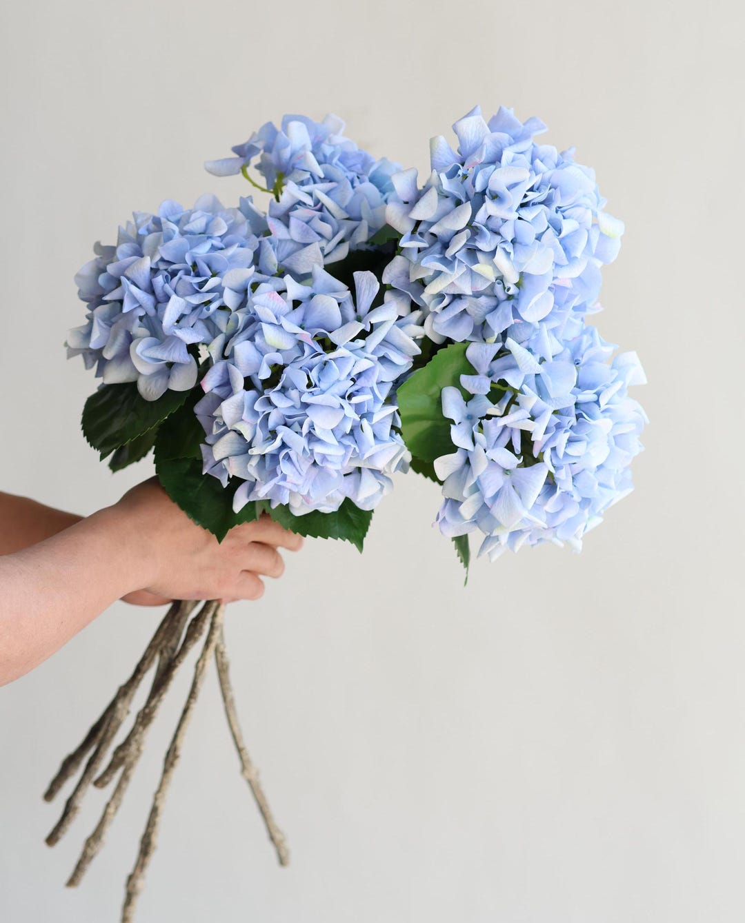 24" Luxury Realistic Light Blue Hydrangea Artificial Flowers, Faux Real ...
