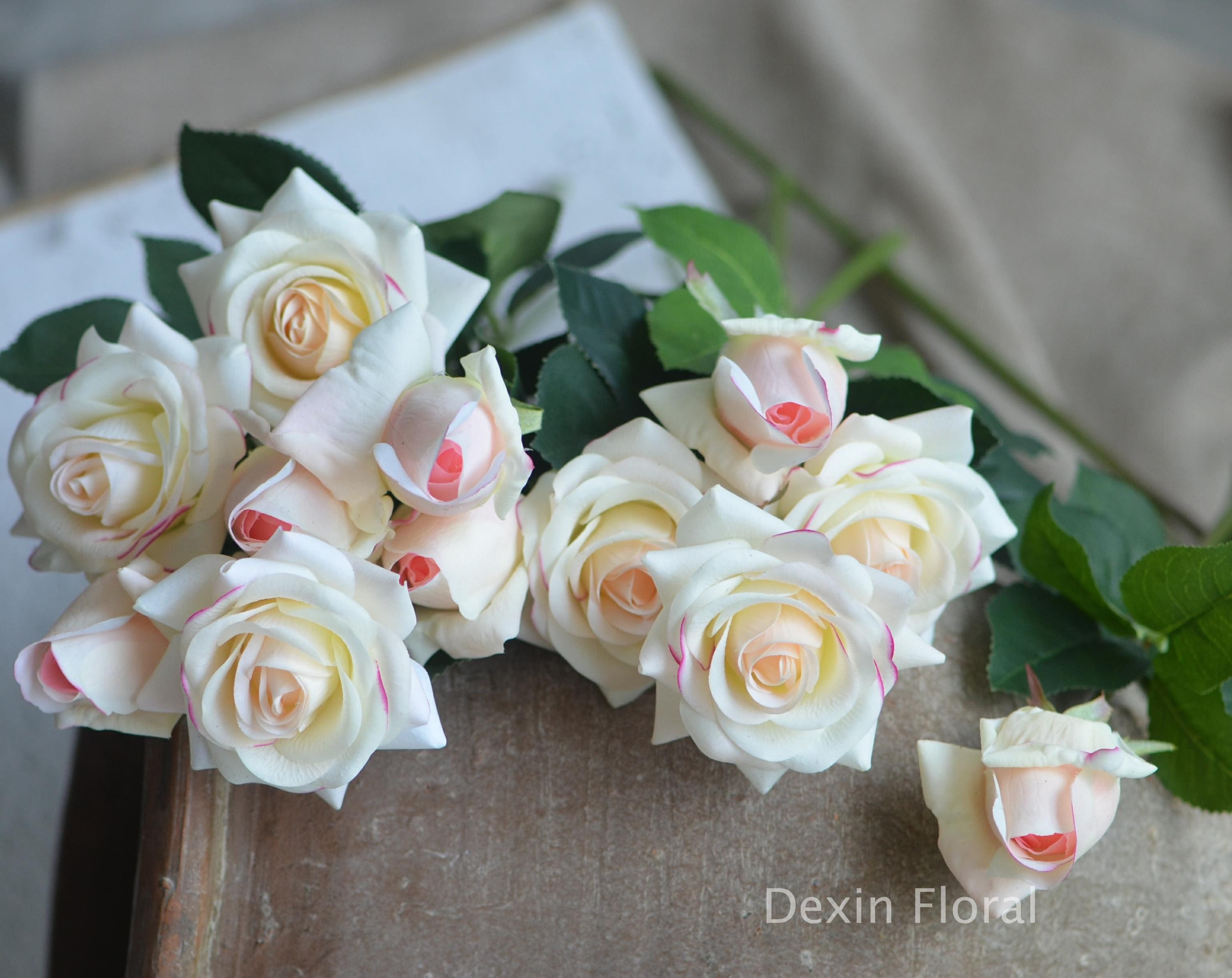 Real Touch Light Blush Roses Buds Silk Roses DIY Wedding - Etsy