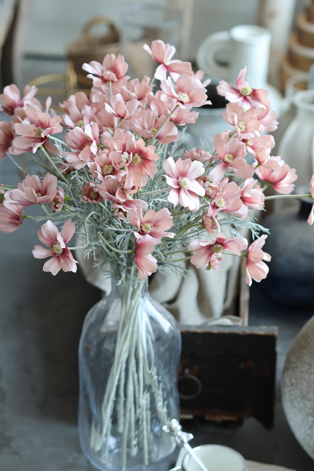 Artificial Cosmos Flower Branch: Dusty Pink Faux Wildflower, DIY ...