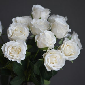 17" Morandi White Real Touch Faux Roses, Aritificial Flowers, Special ...