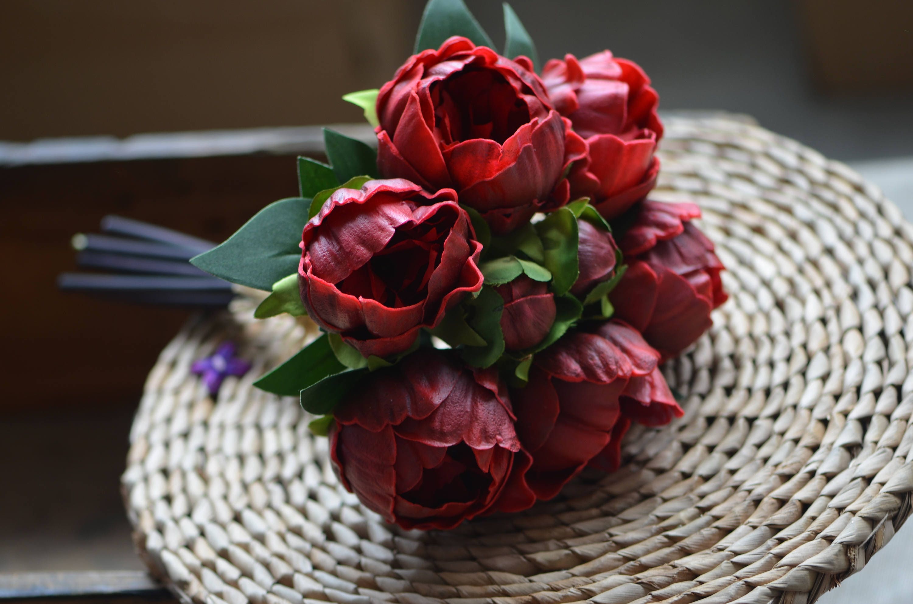 Darker Red Peonies Real Touch Peonies for DIY Wedding Bouquets | Etsy
