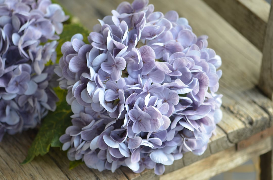 20“ Dusty Purple Real Touch Fake Hydrangea Stem, Luxry Realistic ...