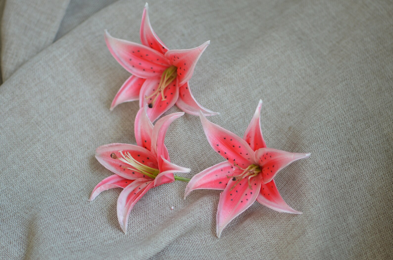 Hot Pink Tiger Lily Head Blooms Real Touch Flowers DIY Wedding Cake ...