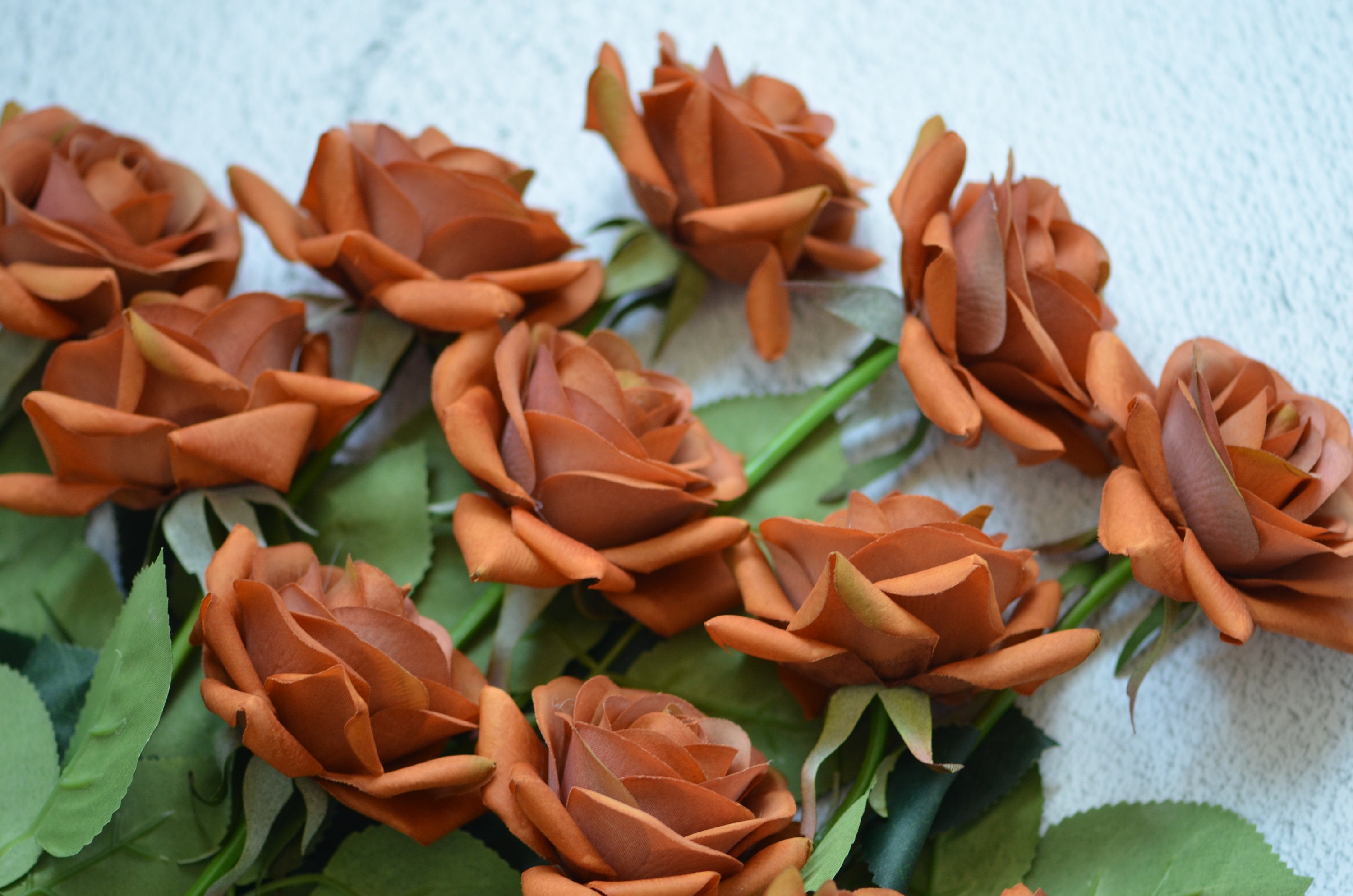 Burnt Orange Real Touch Silk Roses DIY Silk Bridal Bouquets - Etsy UK