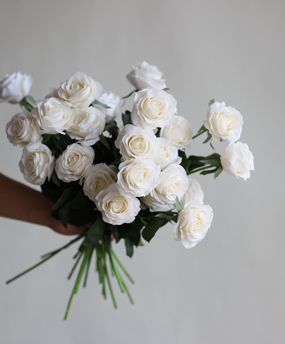 17" Morandi White Real Touch Roses, Aritificial Flowers, DIY Florals ...