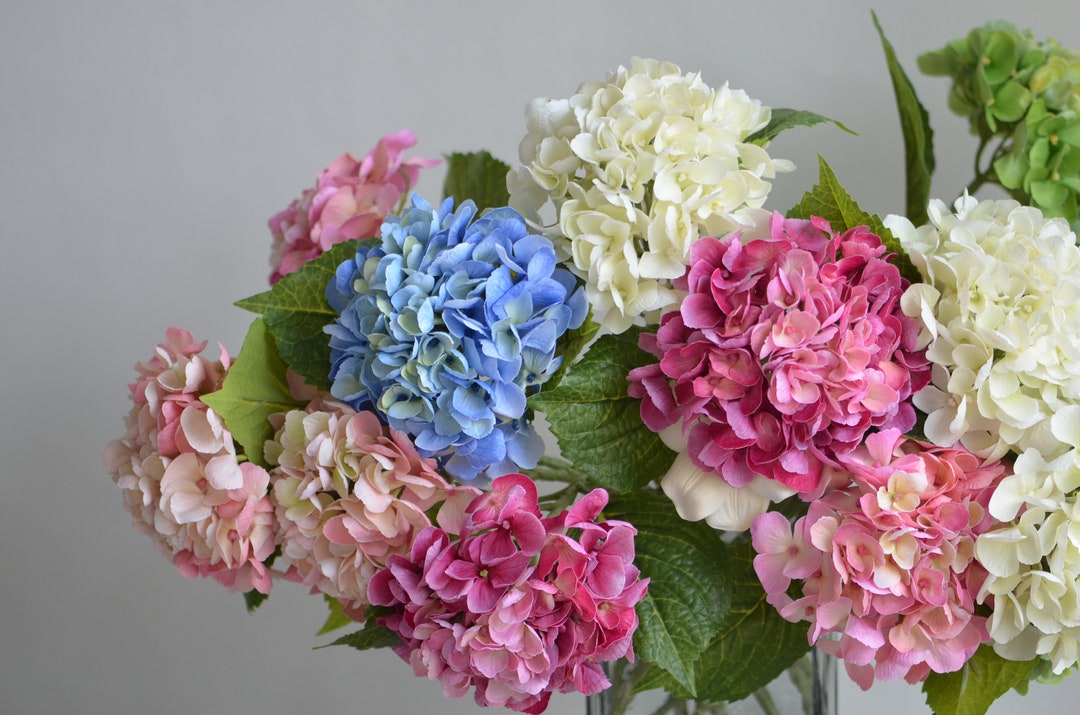 20" Luxry Realistic Real Touch Hydrangea Stem- Multi Colors, Artificial ...