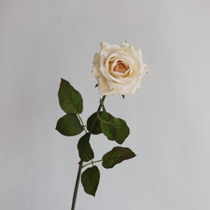 29.5" Ivory Beige Faux Real Touch Roses, Bone White Artificial Flowers ...