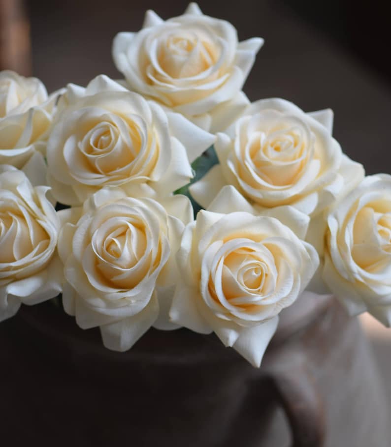 Pale Champagne Roses Real Touch Flowers DIY Wedding Flowers - Etsy