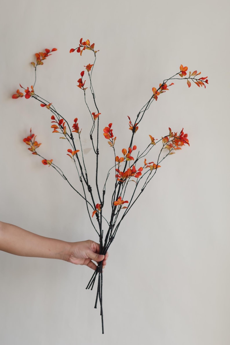 Artificial Orange Leaf Branch, Decorative Plant Stem, Minimalist Style ...