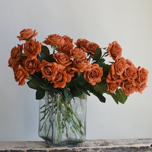 Burnt Orange Real Touch Silk Roses, DIY Florals | Wedding/home/kitchen ...
